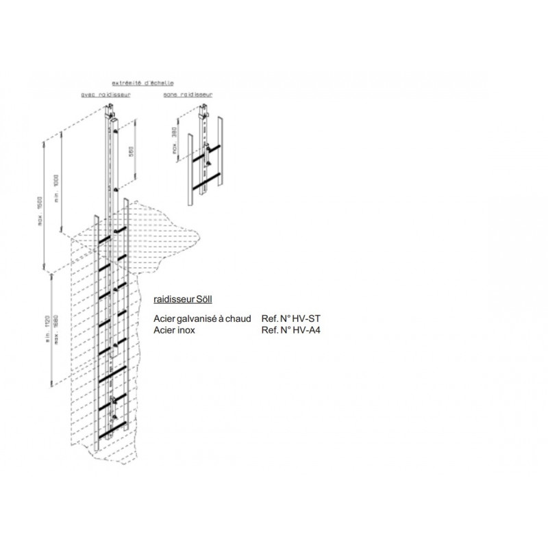 Dispositif antichute - Rail inox Söll longueur 5 mètres